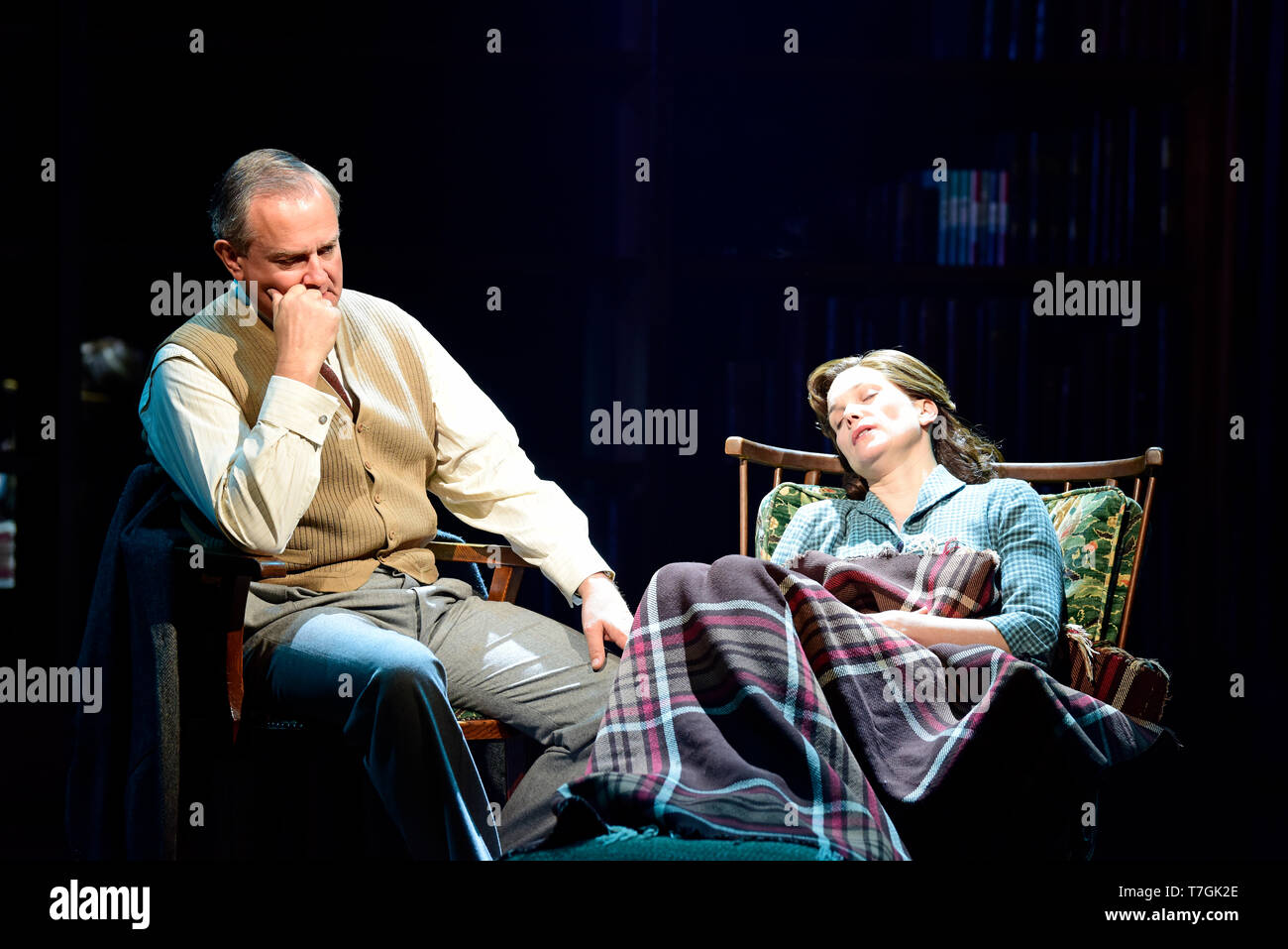 Hugh Bonneville playing C.S. Lewis and Liz White as Joy Gresham in ...