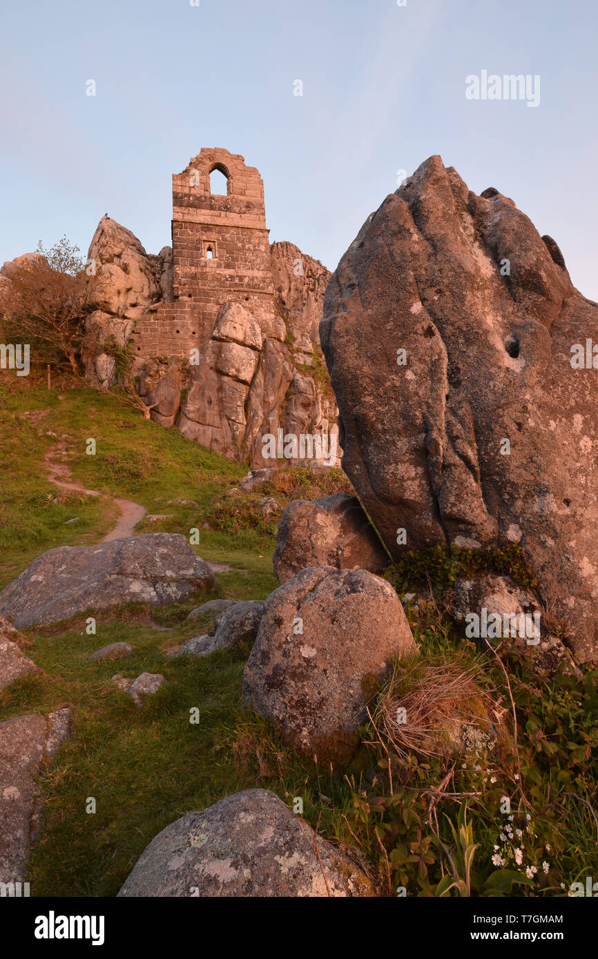 Roche Rock Medieval Chapel of St Michael Cornwall at sunrise Stock ...