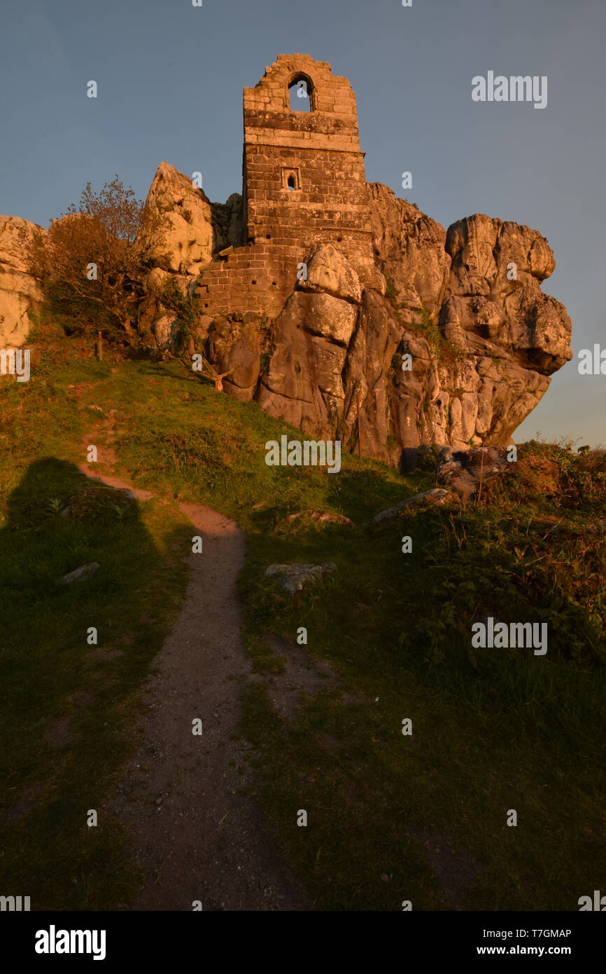 Roche Rock Medieval Chapel of St Michael Cornwall at sunrise Stock ...