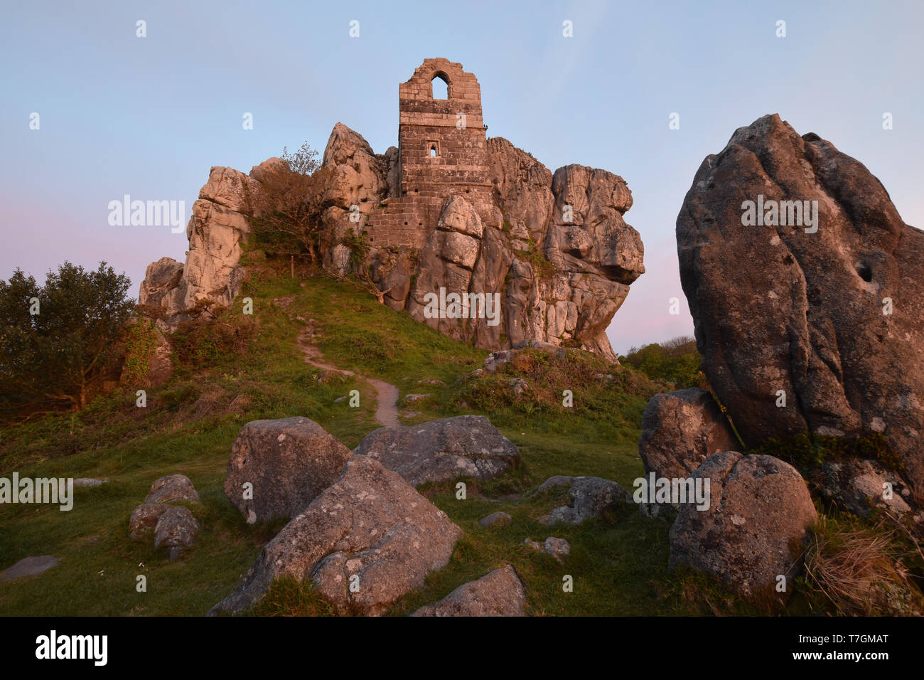 Roche Rock Medieval Chapel of St Michael Cornwall at sunrise Stock ...
