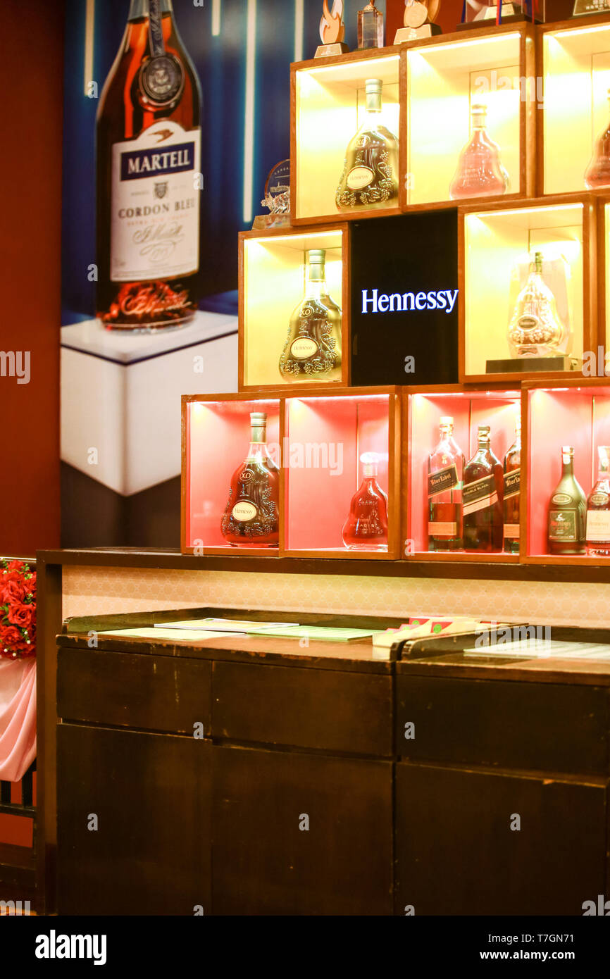 Hennessy promotional display cabinet Stock Photo - Alamy