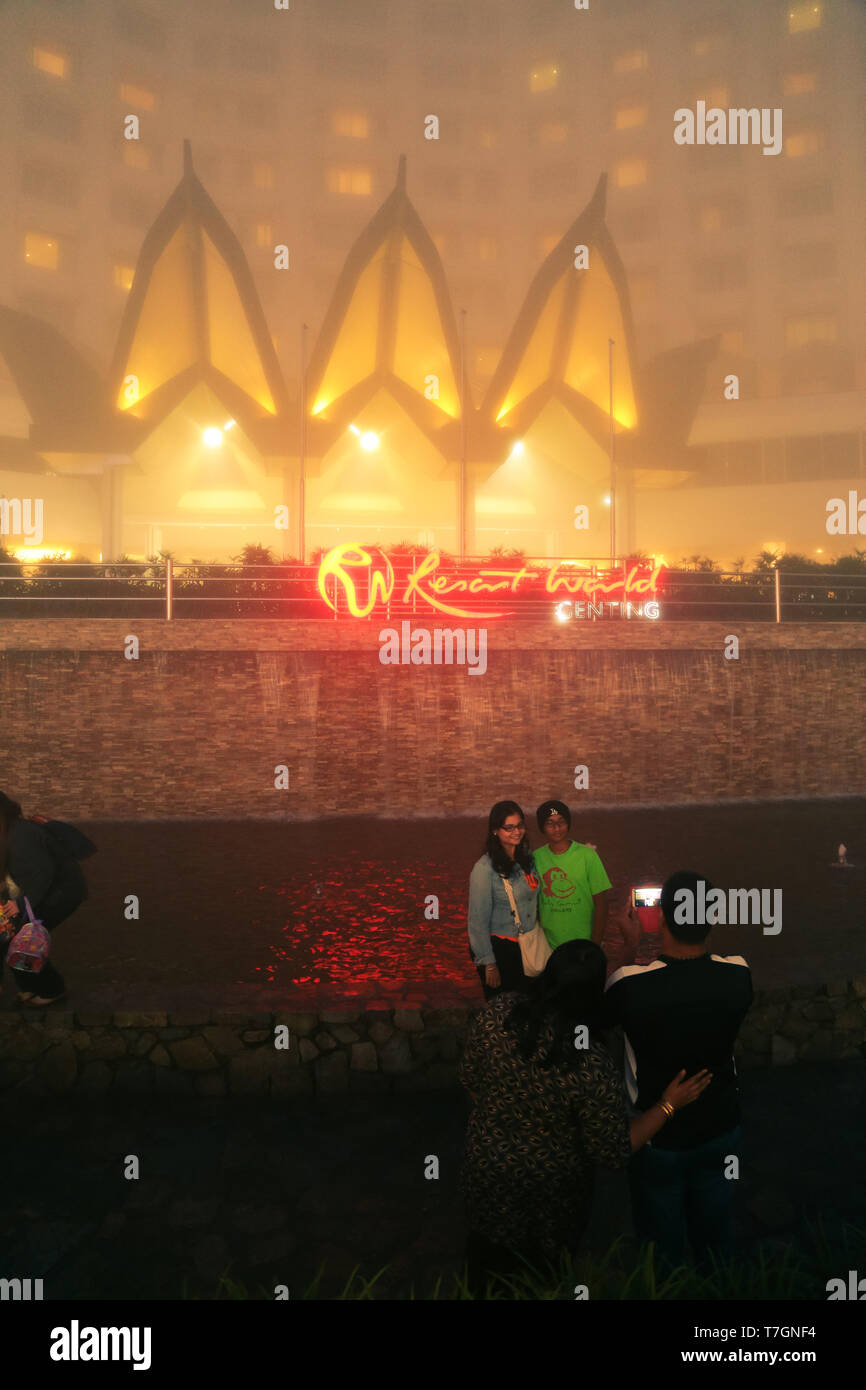 Tourist taking photo with Genting Highland landmark building, the ...