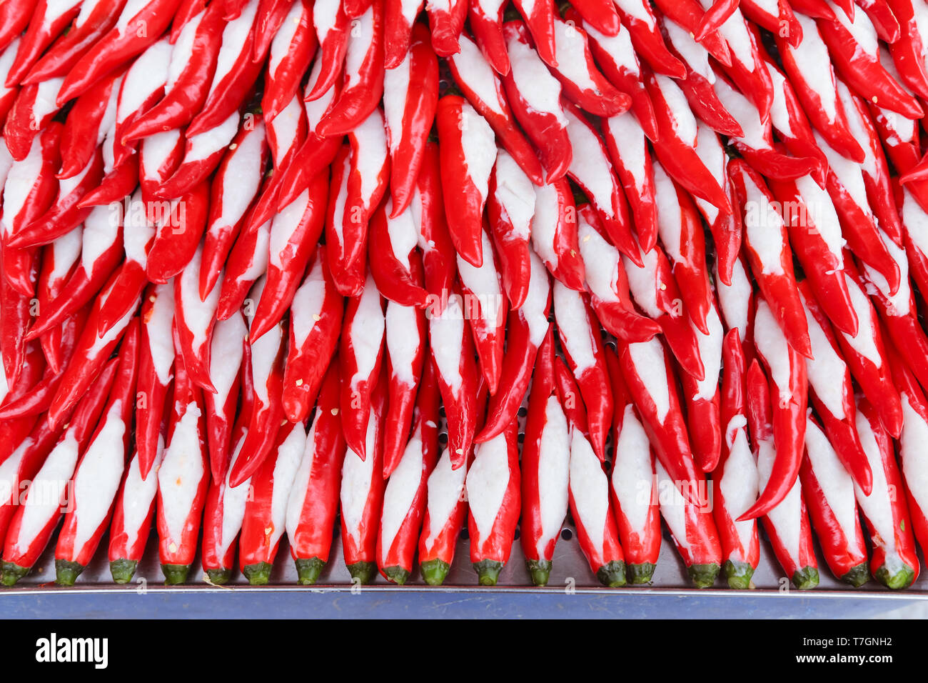 Chilli stuffed with fish paste. Commonly known as Yong Tau Foo in ...
