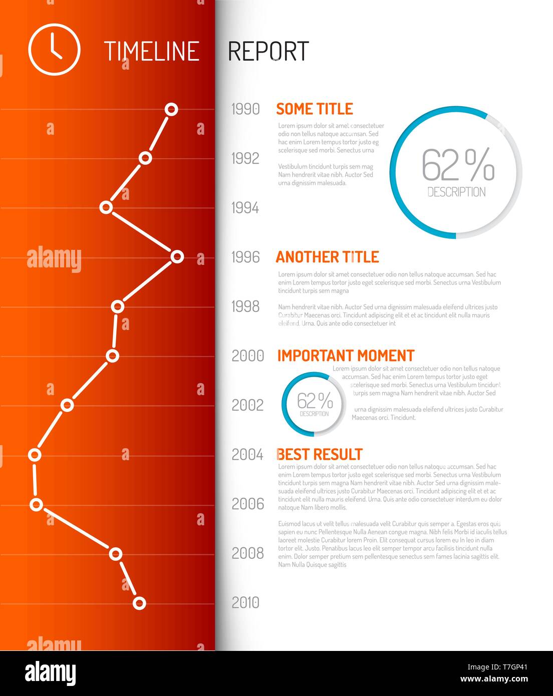 Vector Infographic timeline report template with charts and graphs ...