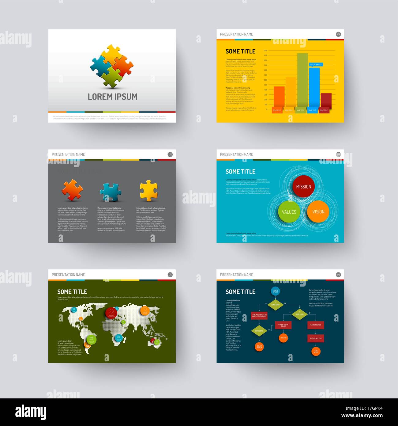 Vector Template for presentation slides with graphs and charts Stock ...