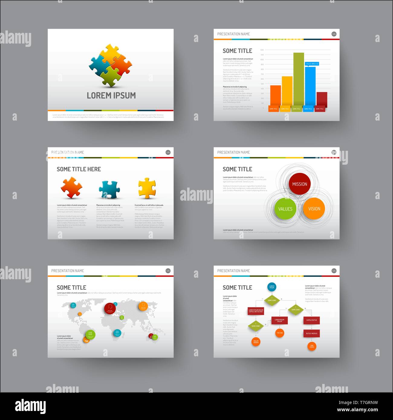 Vector Template for presentation slides with graphs and charts Stock ...