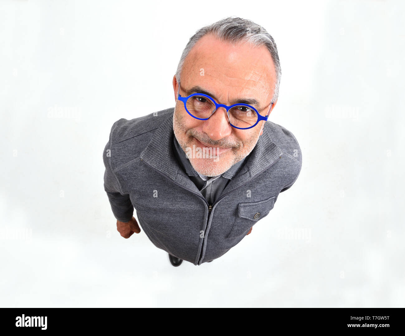 top view portrait of a man on white Stock Photo - Alamy
