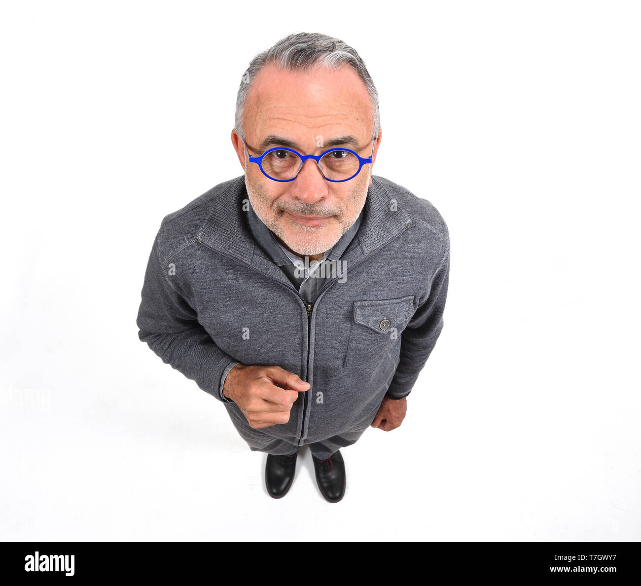 top view portrait of a man on white Stock Photo - Alamy
