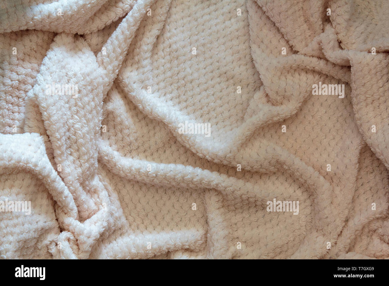Fluffy blanket with wrinkles. Texture background pattern Stock Photo ...