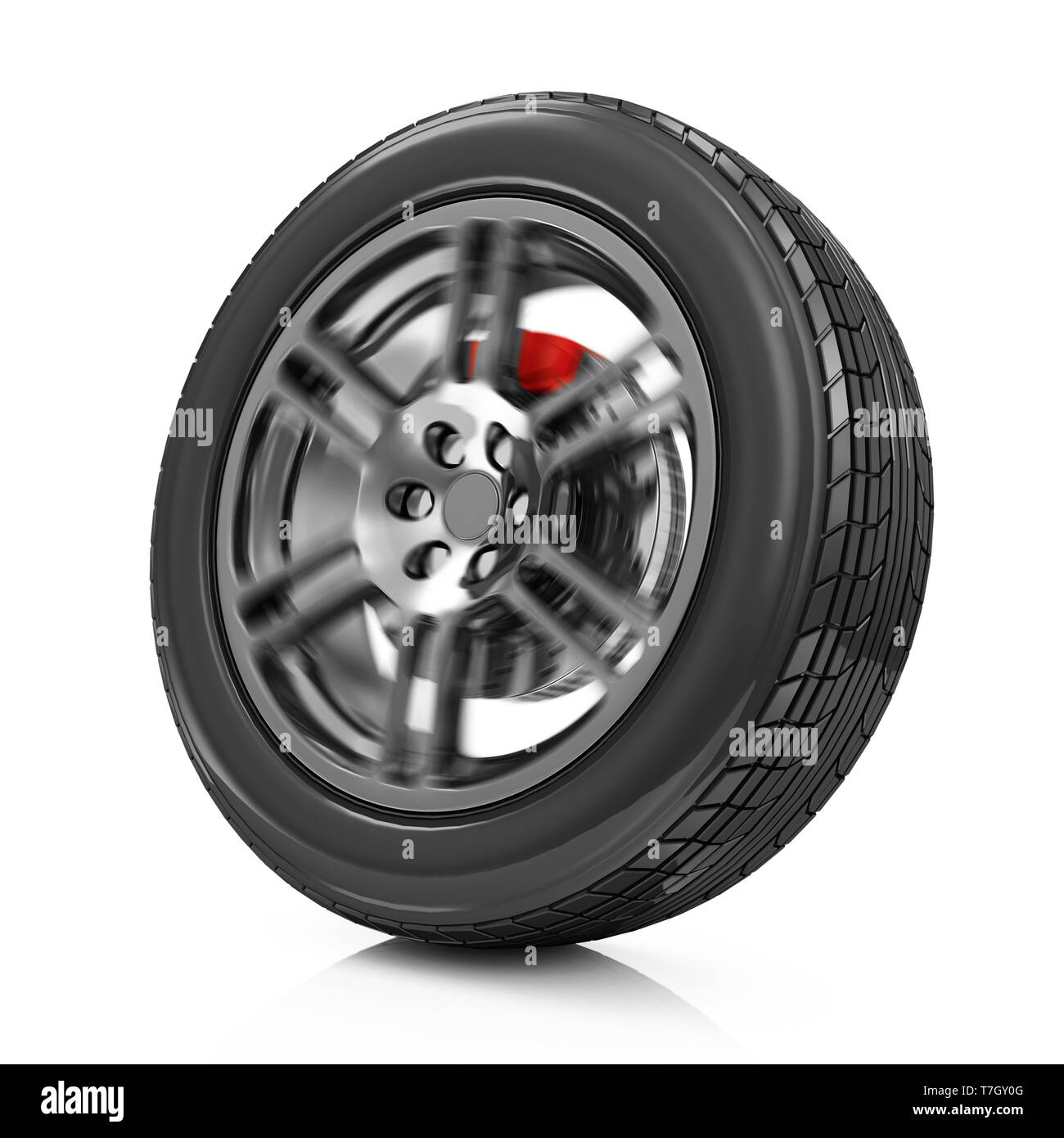 Car Wheel in Motion isolated on white background Stock Photo - Alamy