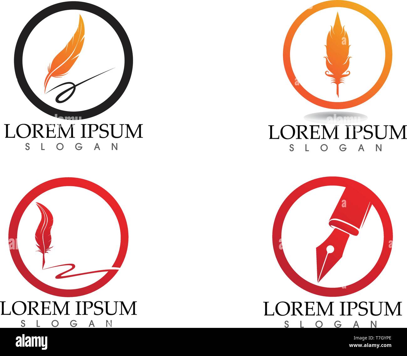 Feather pen write sign logo template app icons Stock Vector Image & Art ...