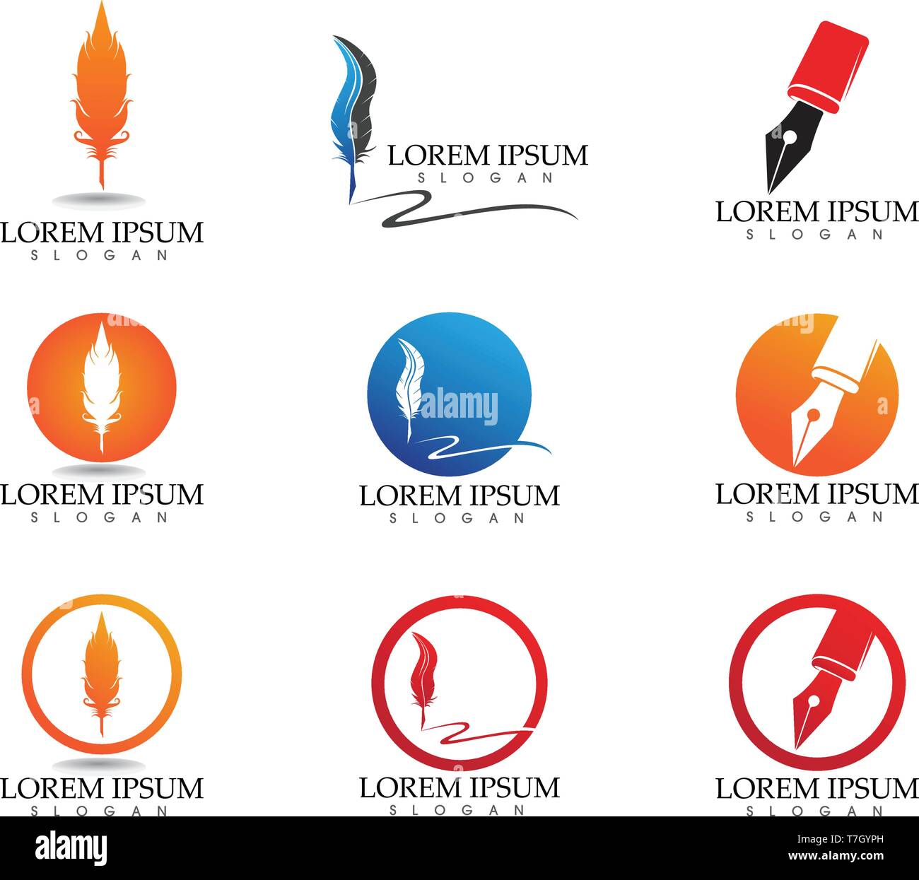 Feather pen write sign logo template app icons Stock Vector Image & Art ...