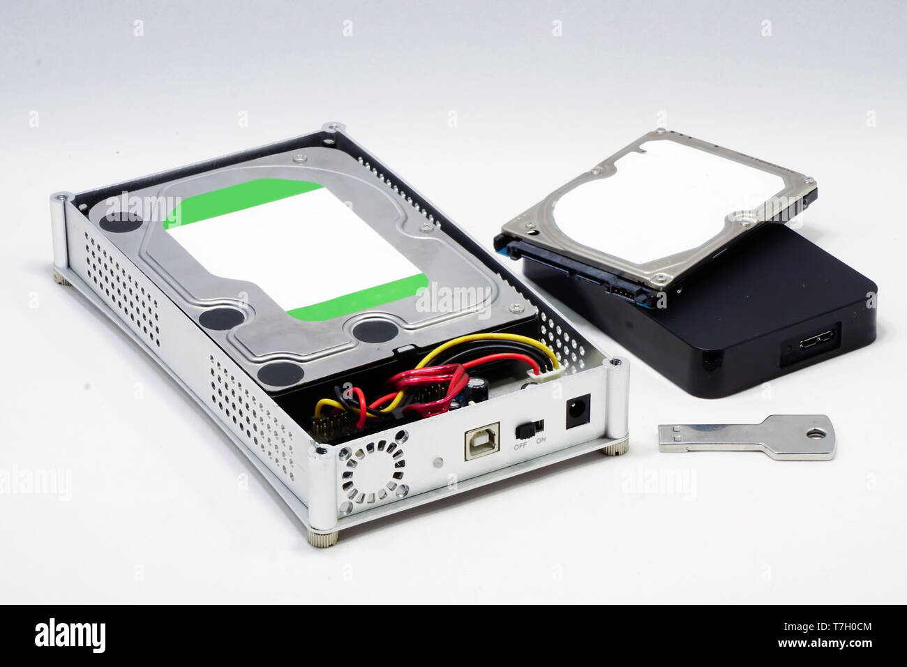 External hdd drives on white isolated background Stock Photo - Alamy