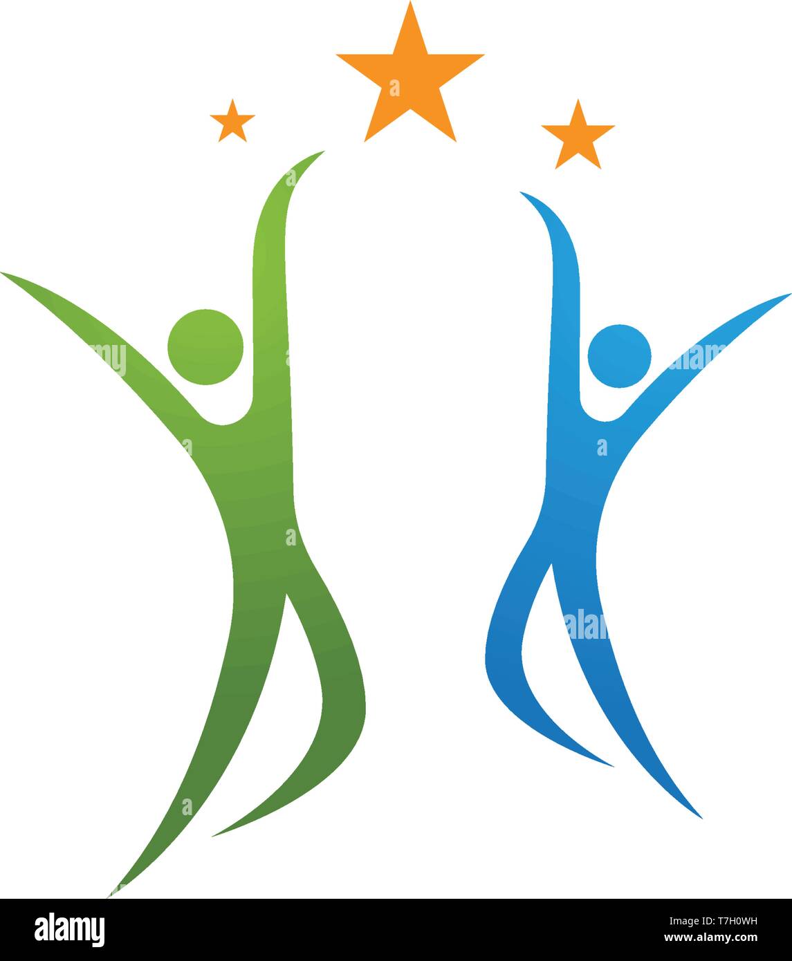 Fun people jump success health life logo vector Stock Vector Image ...