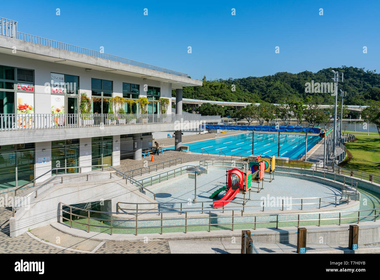 Taipei, DEC 18: Swimming pool in Dahu Park on DEC 18, 2018 at Taipei ...