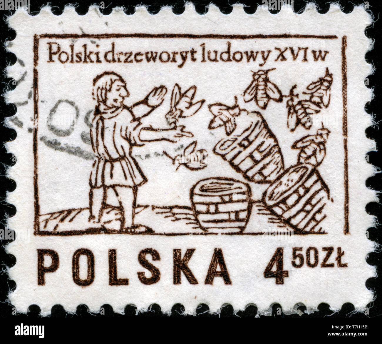 Postage stamp from Poland in the Designs from 16th century woodcut ...