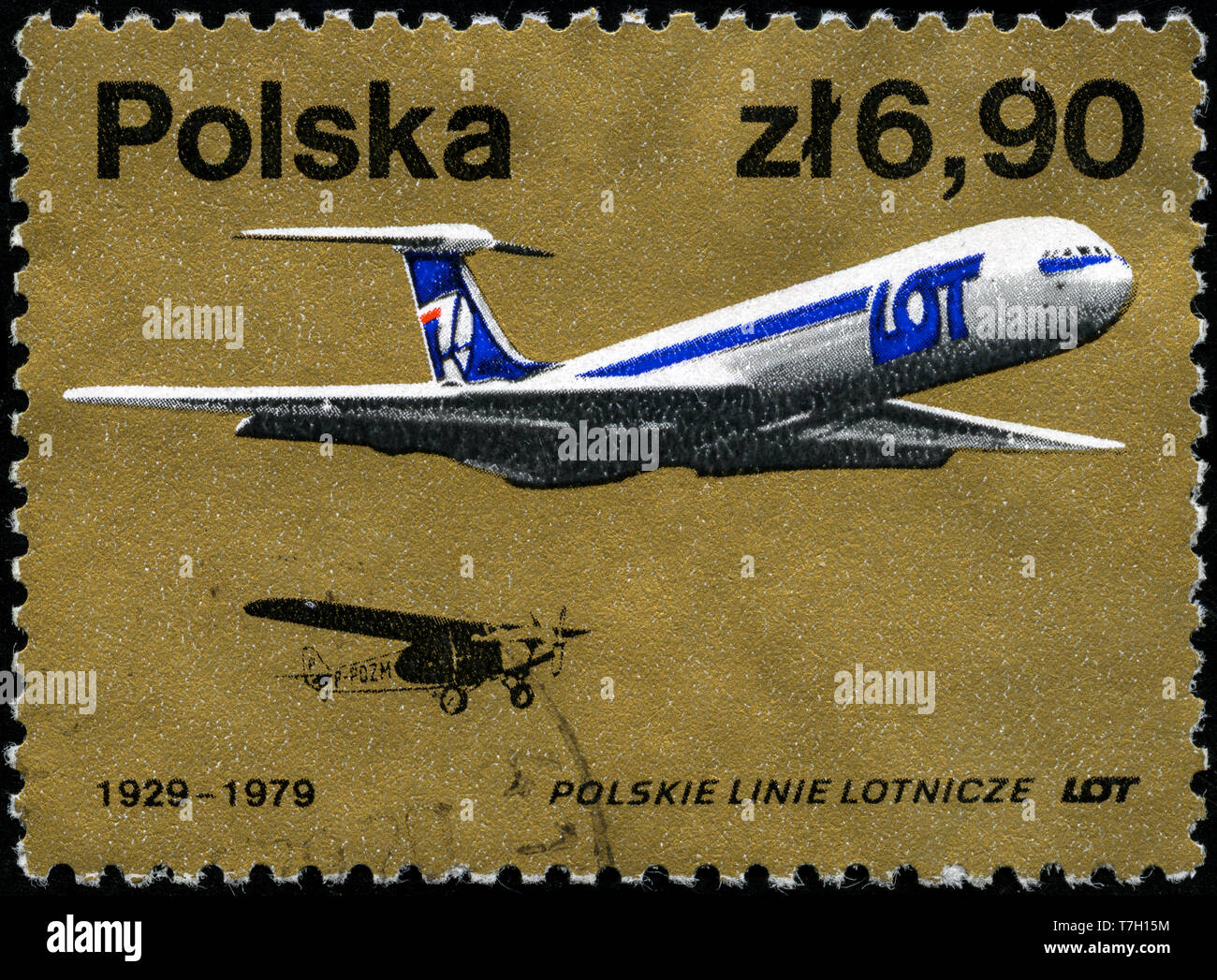 Postage stamp from Poland in the LOT Polish Airline 50th Anniversary ...