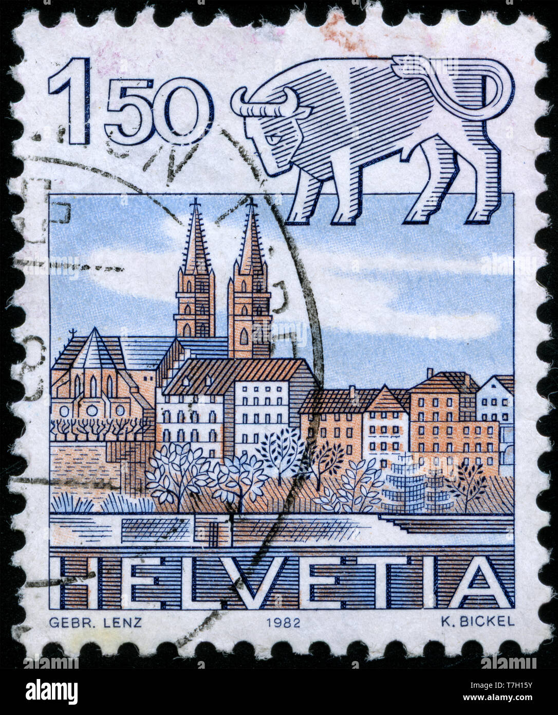 Postage stamp from Switzerland in the Zodiac signs and landscapes ...