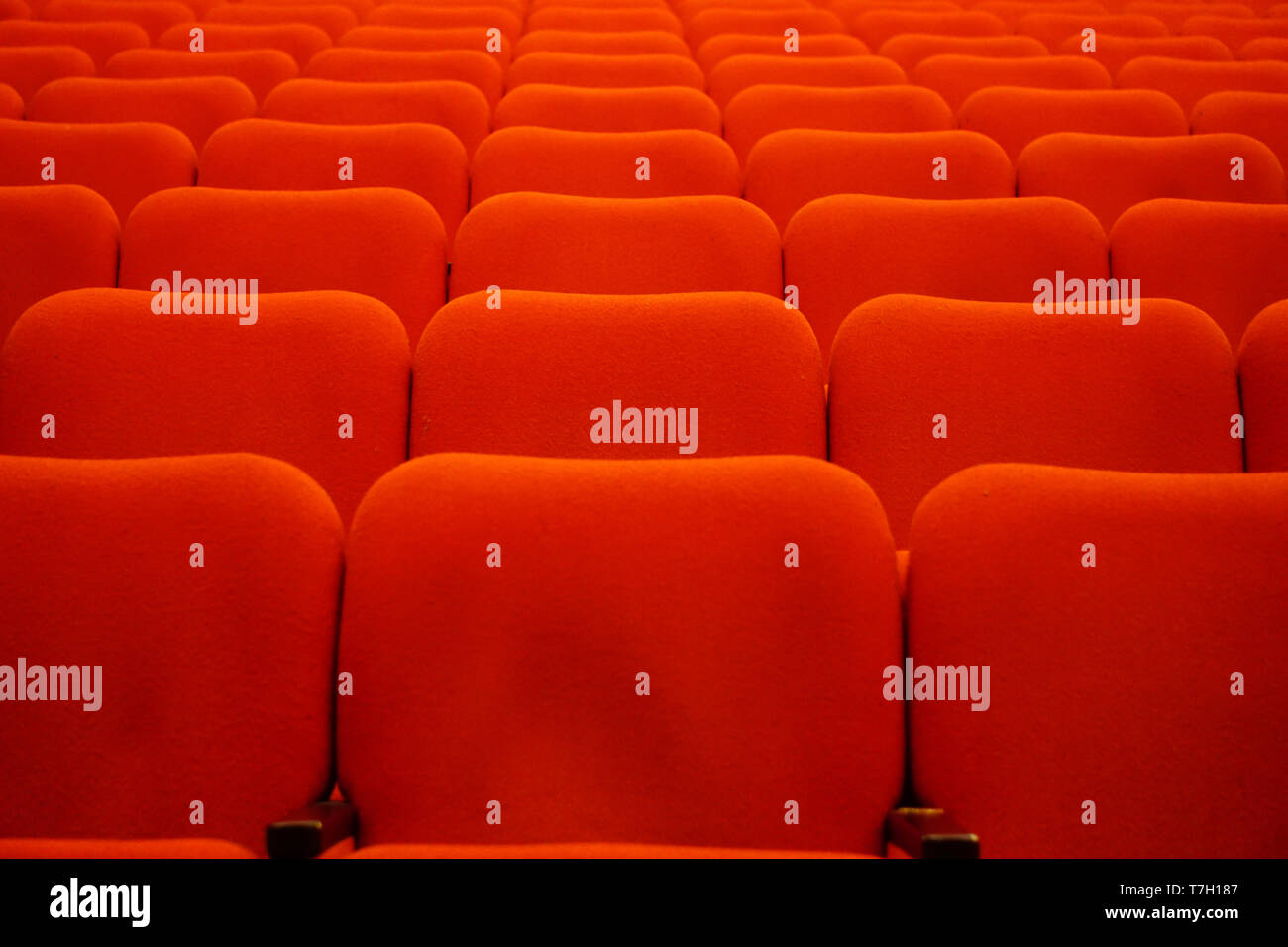 Red theater seats in a row Stock Photo - Alamy