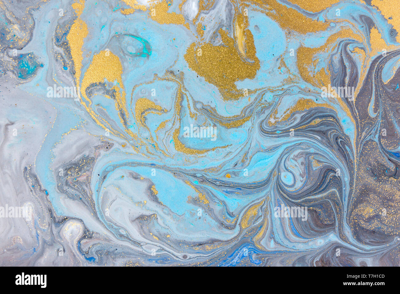 Blue marbling pattern. Golden marble liquid texture Stock Photo - Alamy