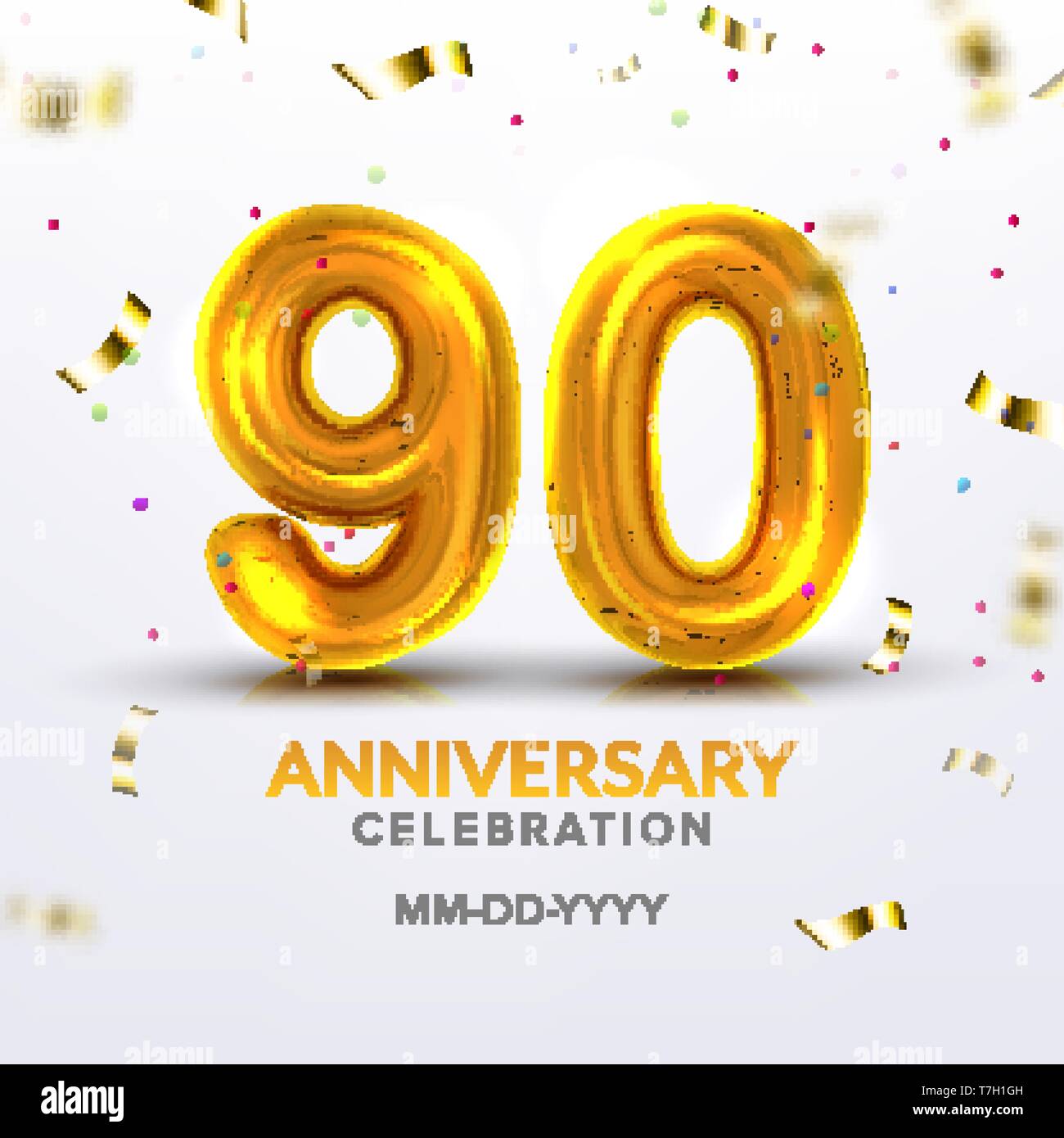 Ninetieth Anniversary Celebration Number Vector Stock Vector Image ...