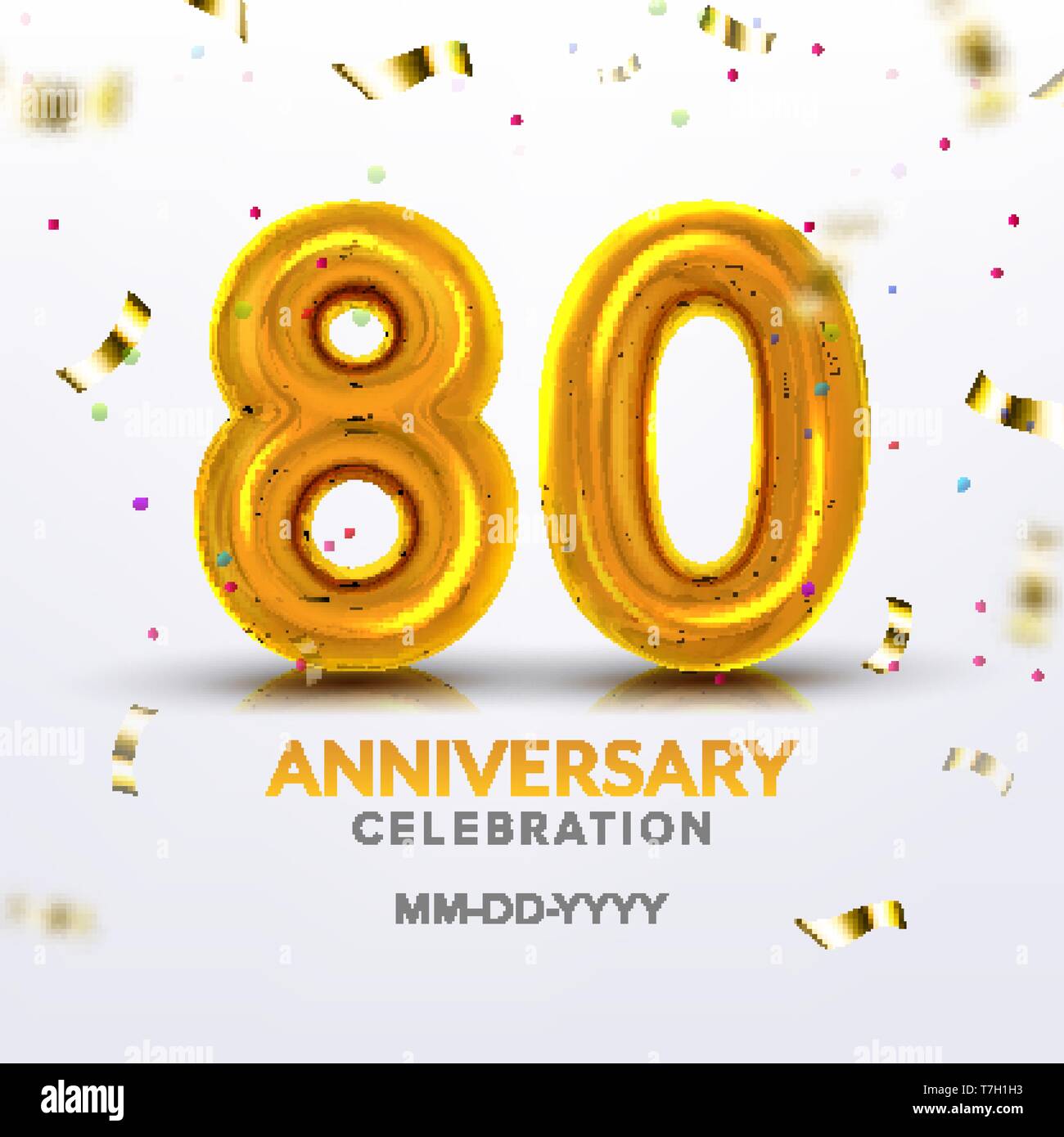 Eightieth Anniversary Celebration Number Vector Stock Vector Image ...