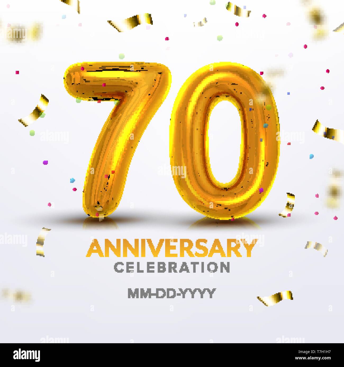 Seventieth Anniversary Celebration Number Vector Stock Vector Image ...