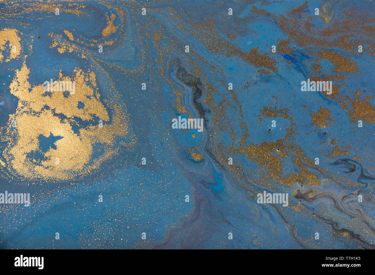 Blue marbling pattern. Golden marble liquid texture Stock Photo - Alamy