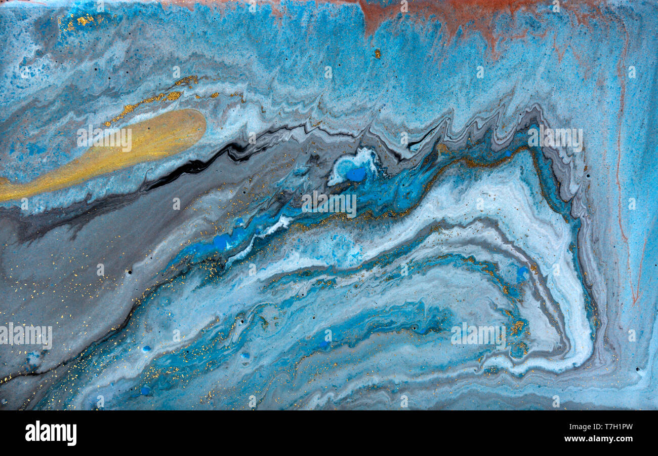 Blue marbling pattern. Golden marble liquid texture Stock Photo - Alamy