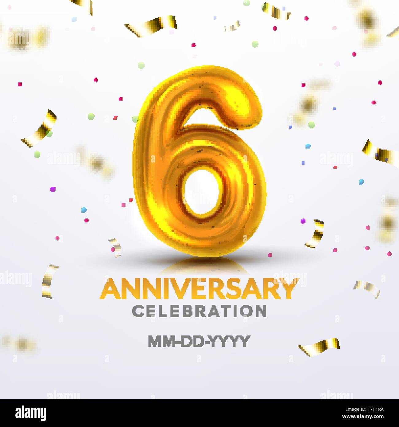 Sixth Anniversary Birth Celebration Number Vector Stock Vector Image ...