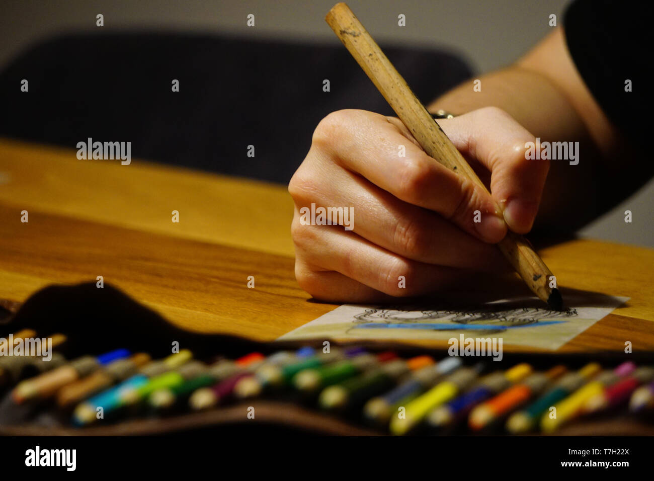 Color pencil drawing close up view Stock Photo - Alamy