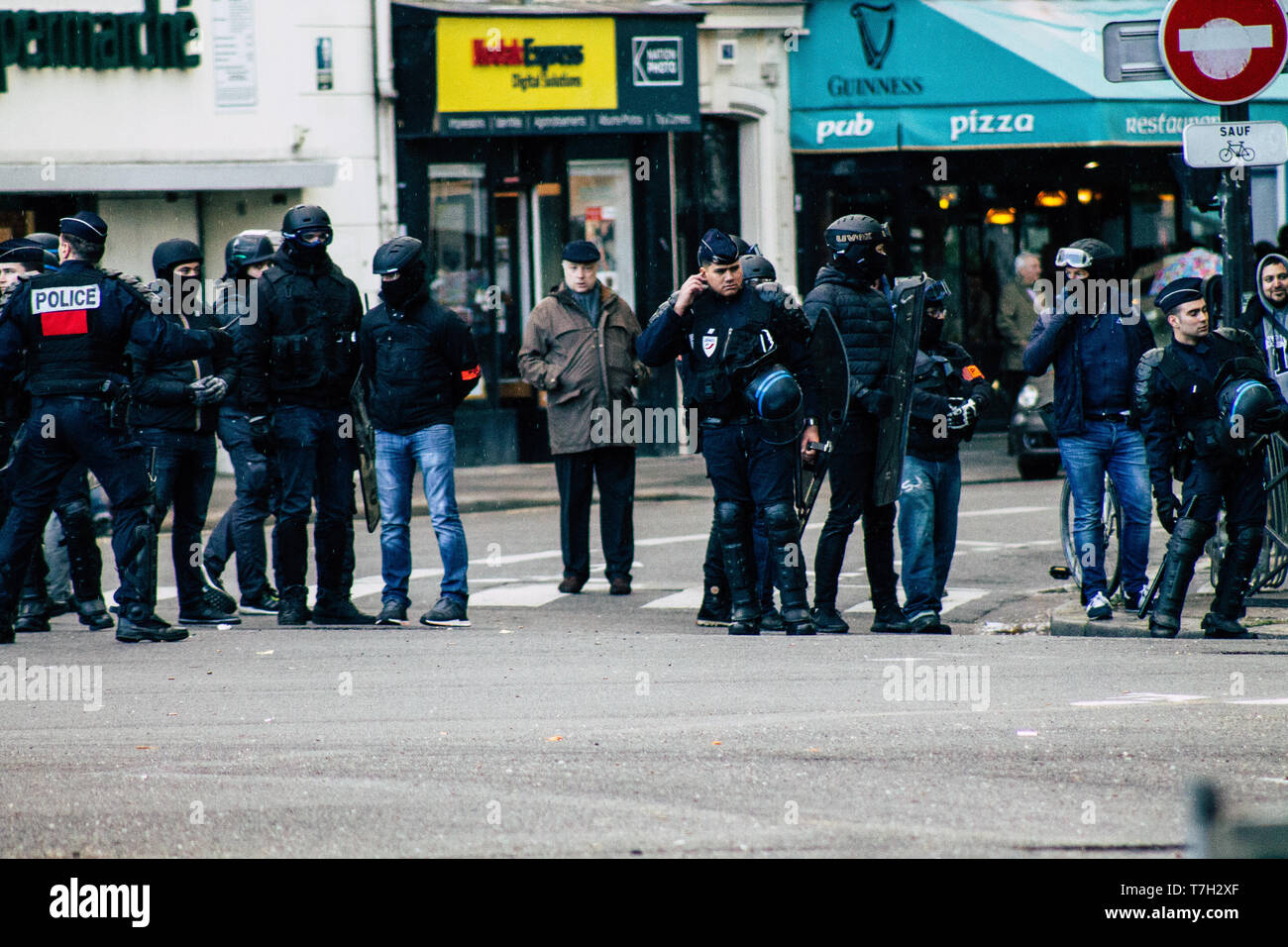 Paris France May 04, 2019 View of a riot squad of the French National ...