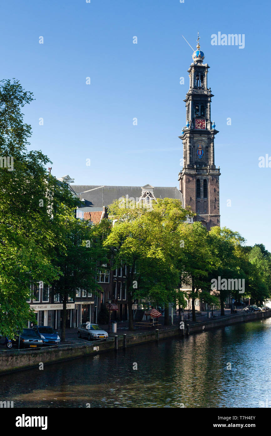 Cityscape of Amsterdam, capital of the Netherlands. Westertoren, near ...