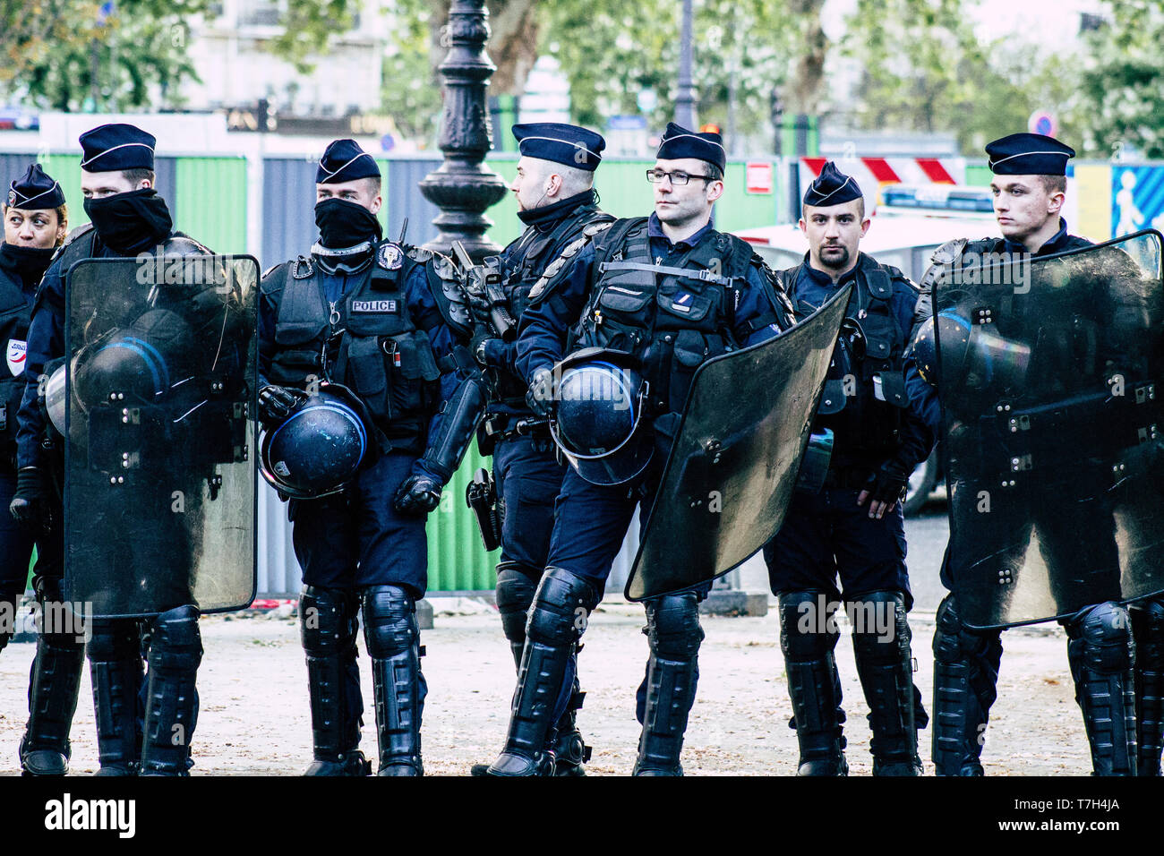 Paris France May 04, 2019 View of a riot squad of the French National ...