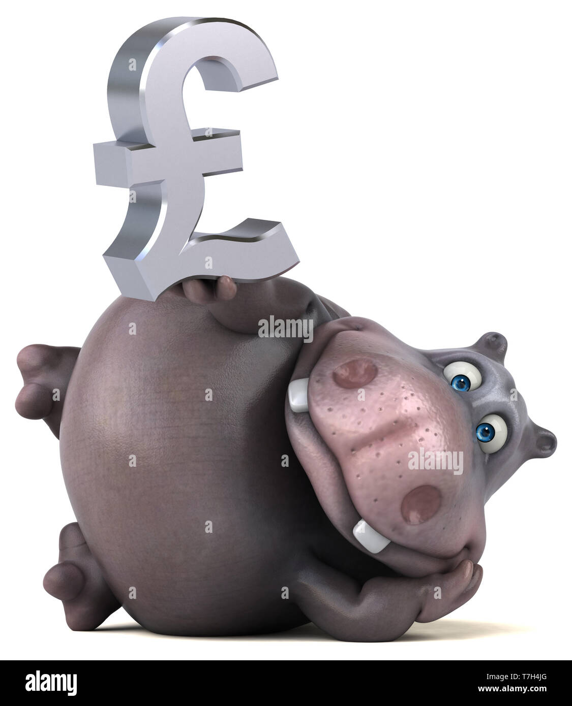 Fun hippo - 3D Illustration Stock Photo - Alamy