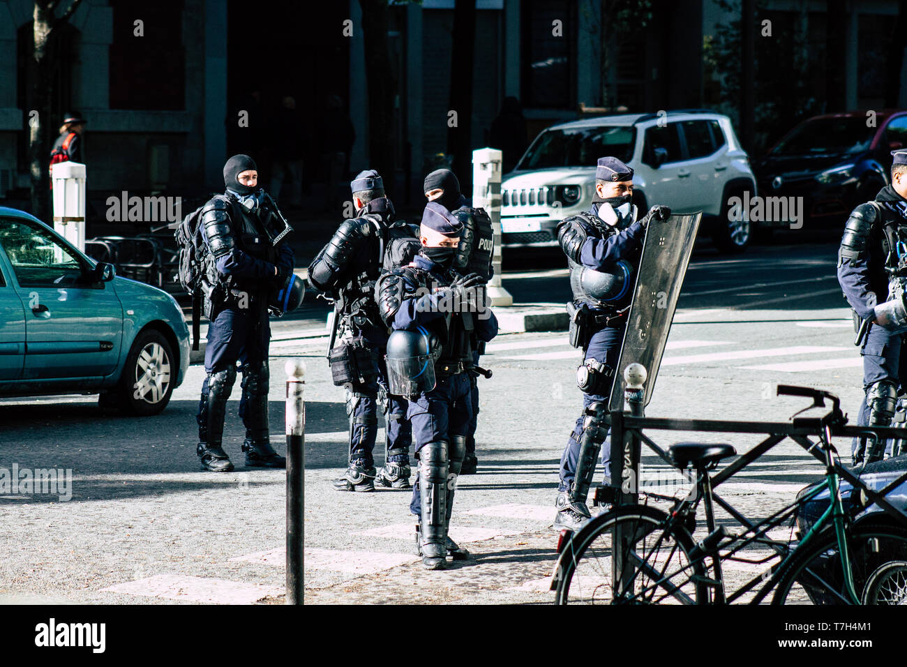 Paris France May 04, 2019 View of a riot squad of the French National ...