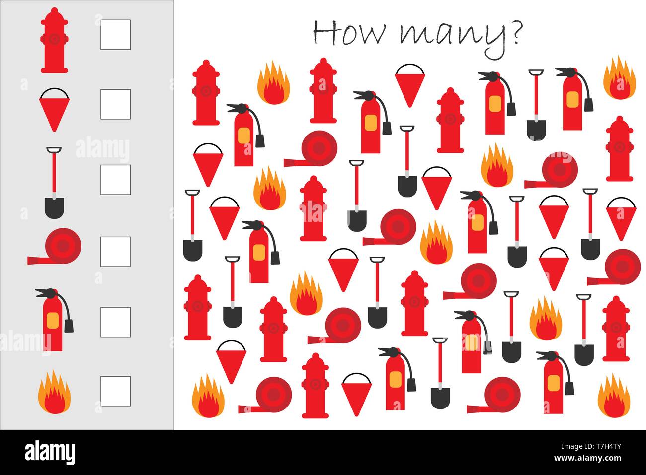How many counting game with fire tools for kids, educational maths task ...