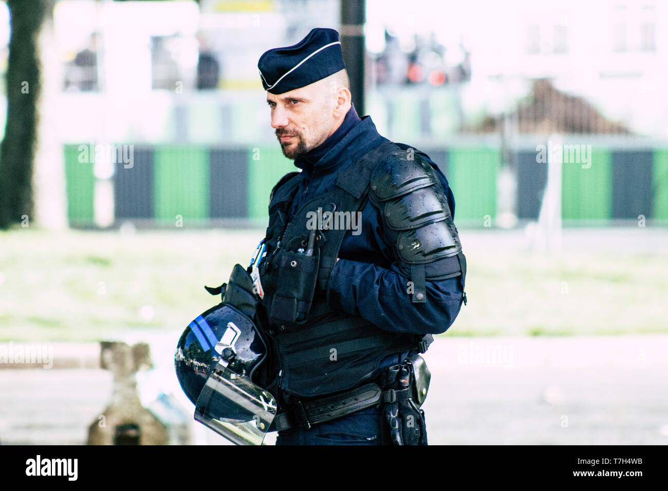 Paris France May 04, 2019 View of a riot squad of the French National ...