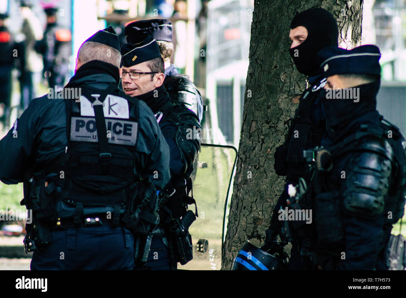 Paris France May 04, 2019 View of a riot squad of the French National ...