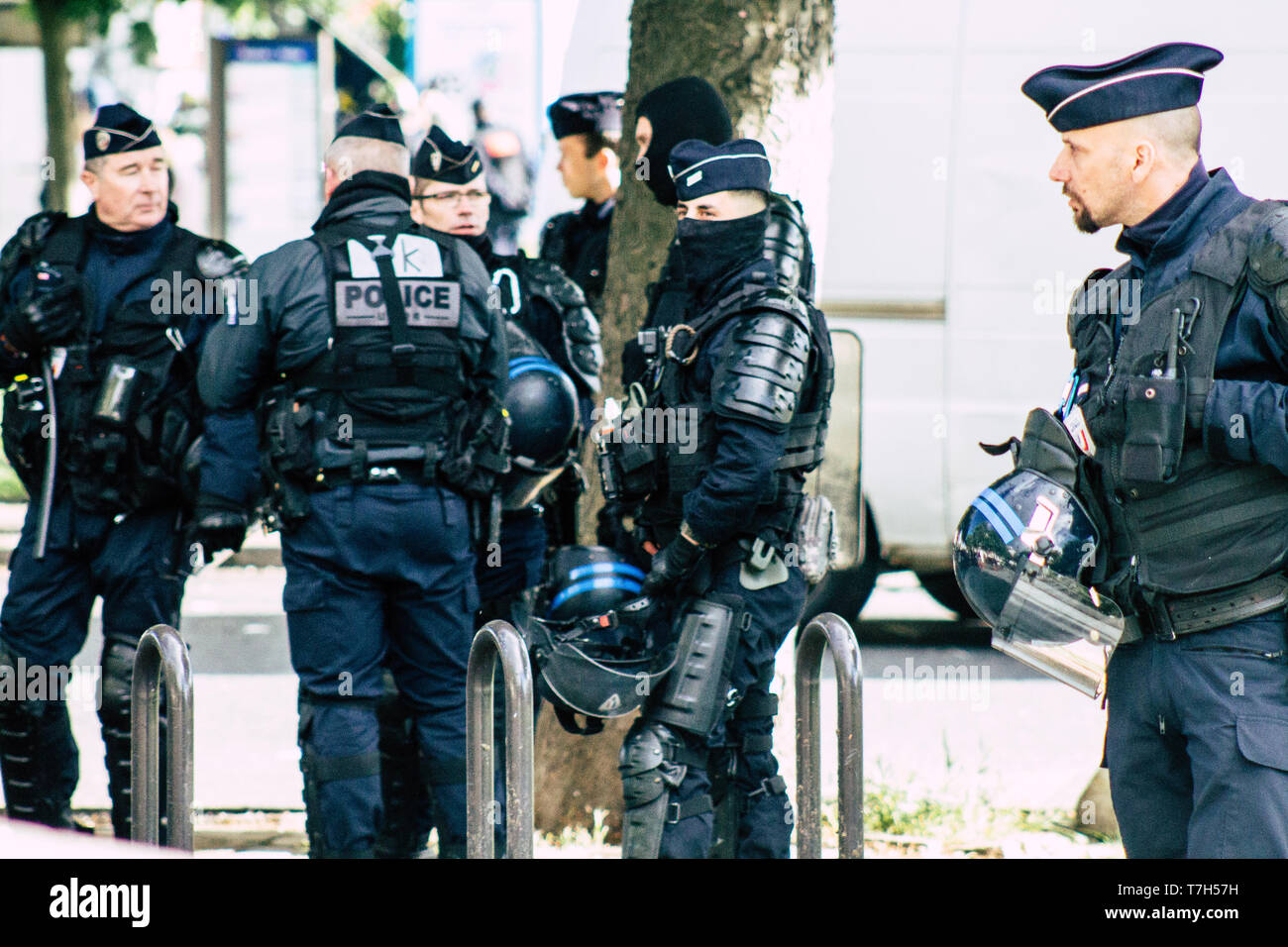 Paris France May 04, 2019 View of a riot squad of the French National ...