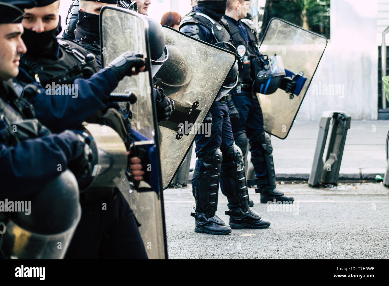 Paris France May 04, 2019 View of a riot squad of the French National ...
