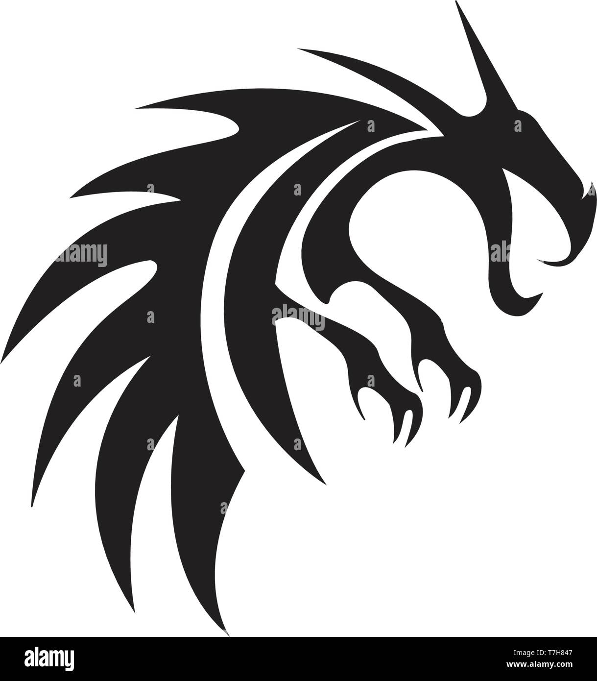 Head dragon flat color logo template vector illustration Stock Vector ...
