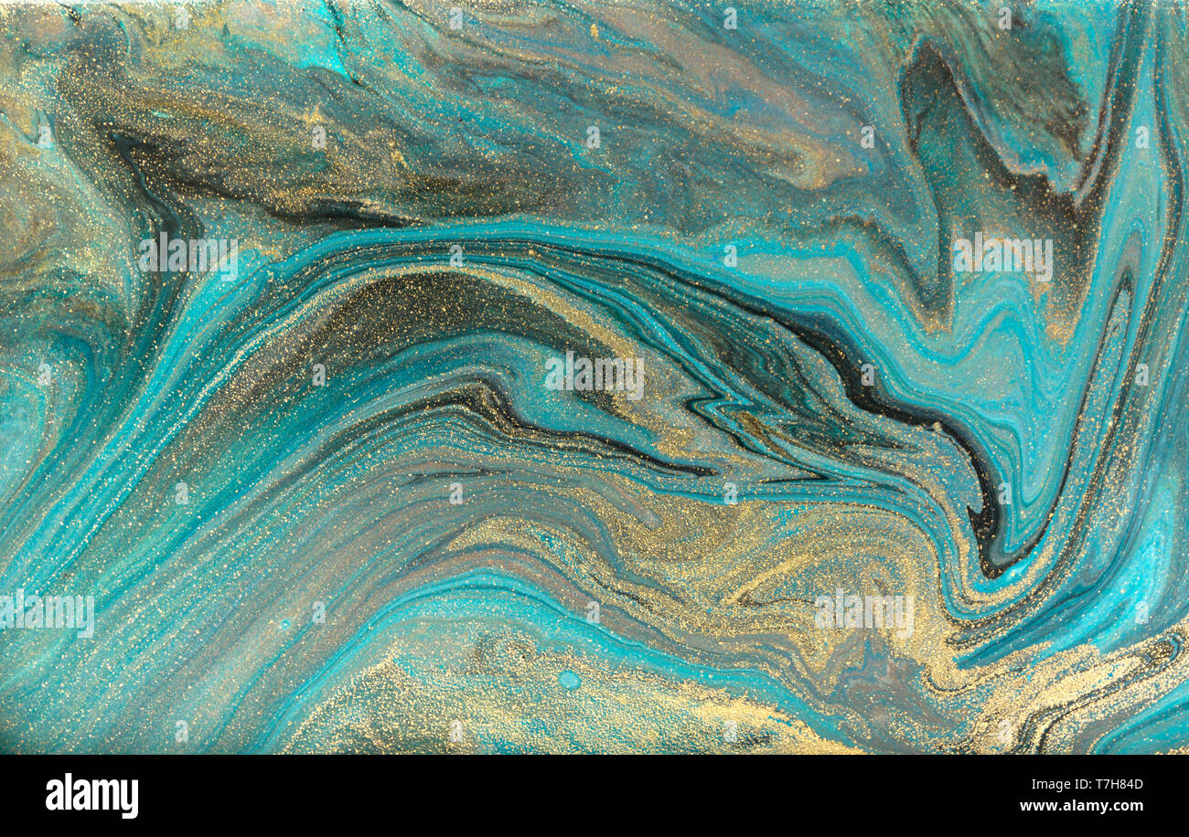 Blue marbling pattern. Golden marble liquid texture Stock Photo - Alamy