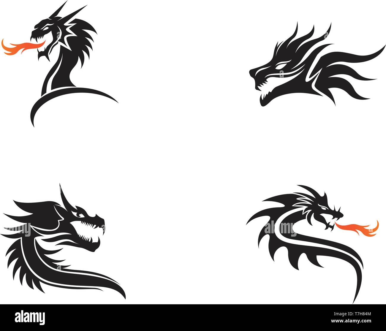 Head dragon flat color logo template vector illustration Stock Vector ...