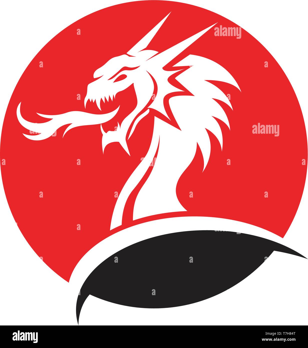 Head dragon flat color logo template vector illustration Stock Vector ...