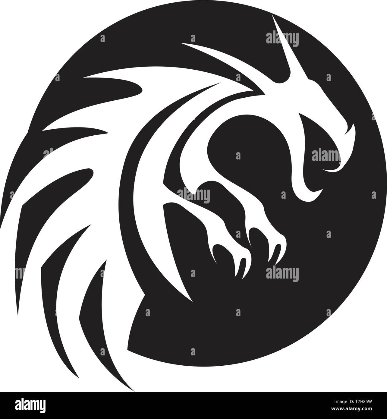 Head dragon flat color logo template vector illustration Stock Vector ...