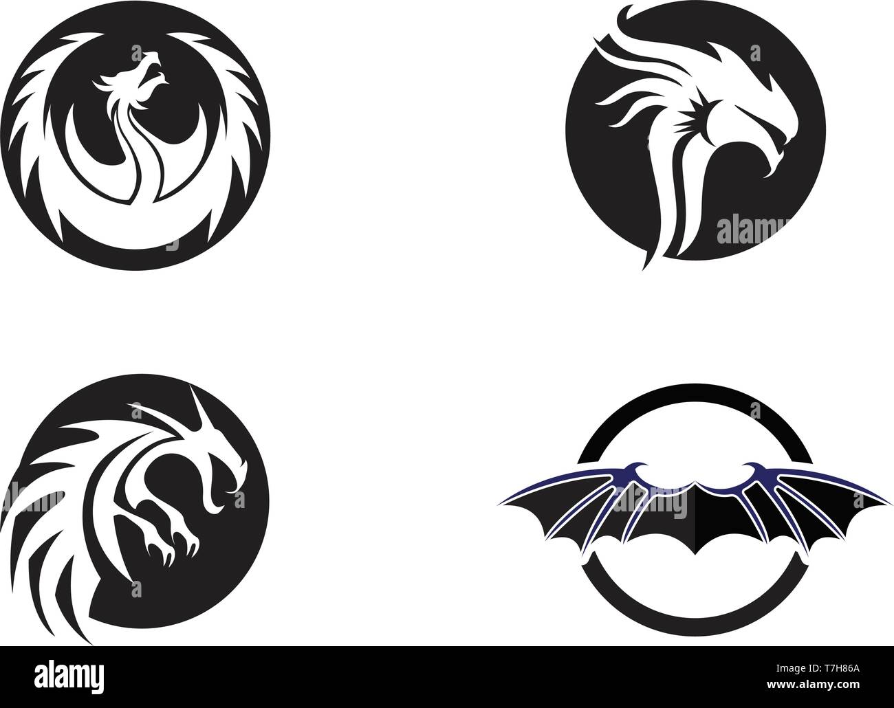 Head dragon flat color logo template vector illustration Stock Vector ...