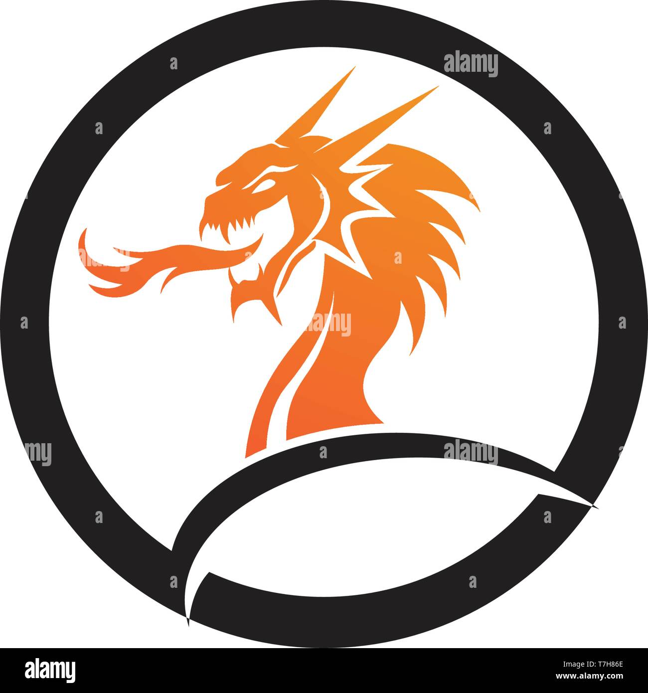 Head dragon flat color logo template vector illustration Stock Vector ...