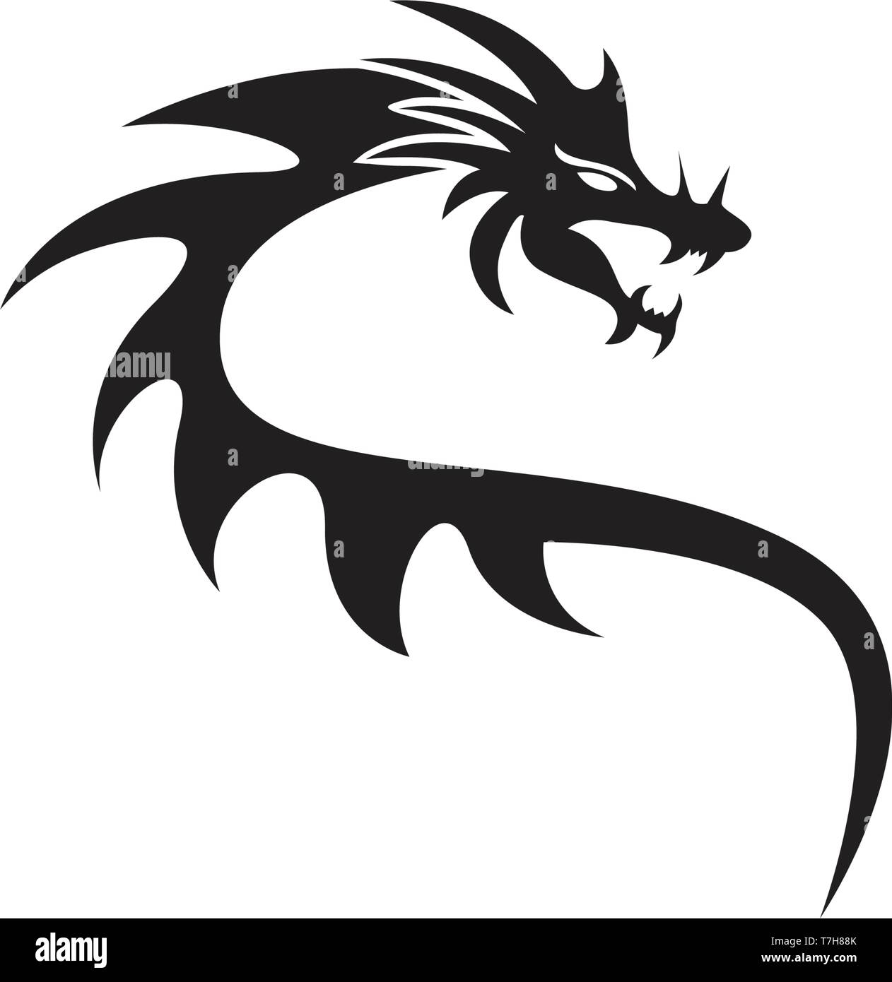 dragon flat color logo template vector illustration Stock Vector Image ...