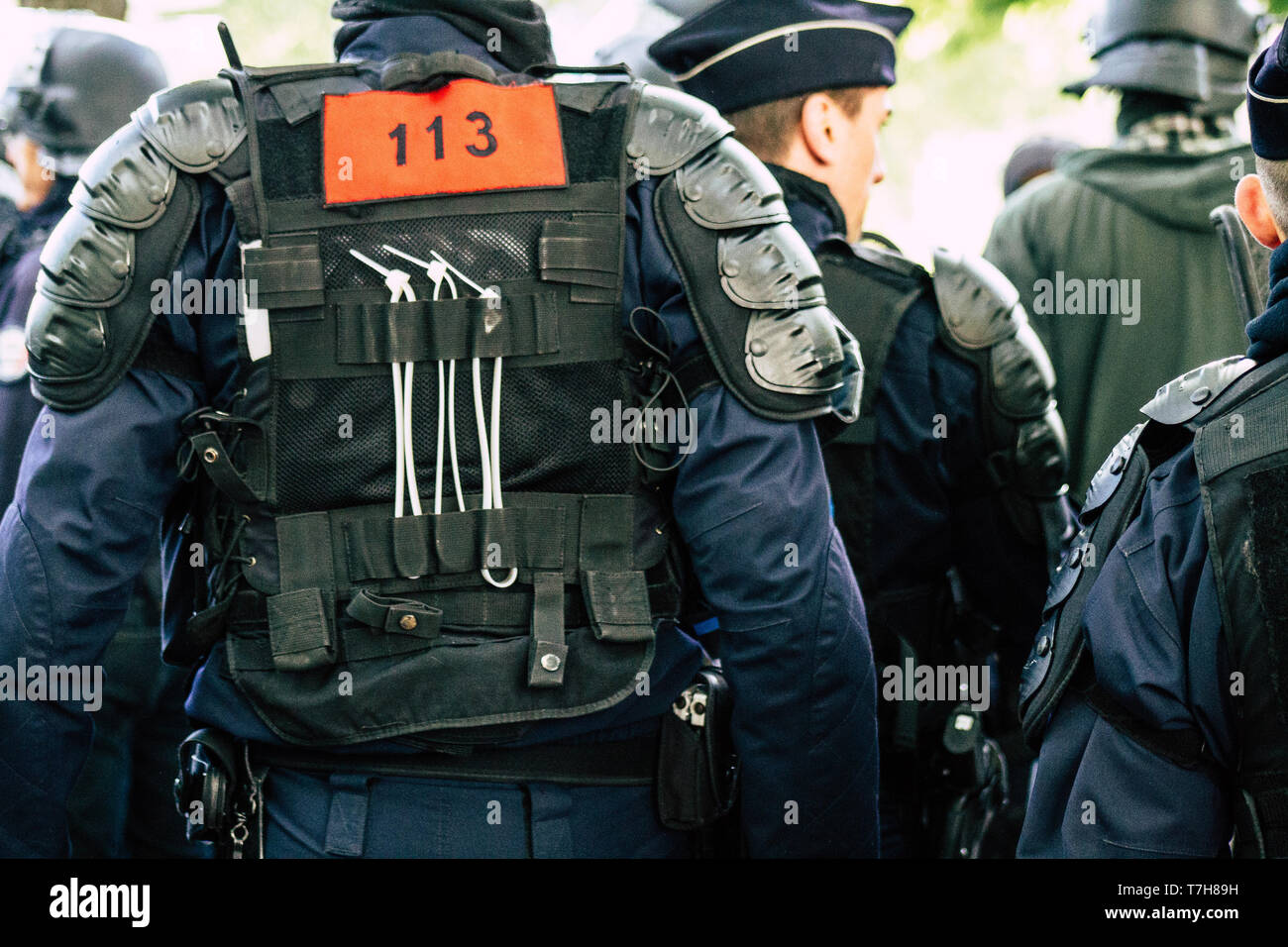 Paris France May 04, 2019 View of a riot squad of the French National ...